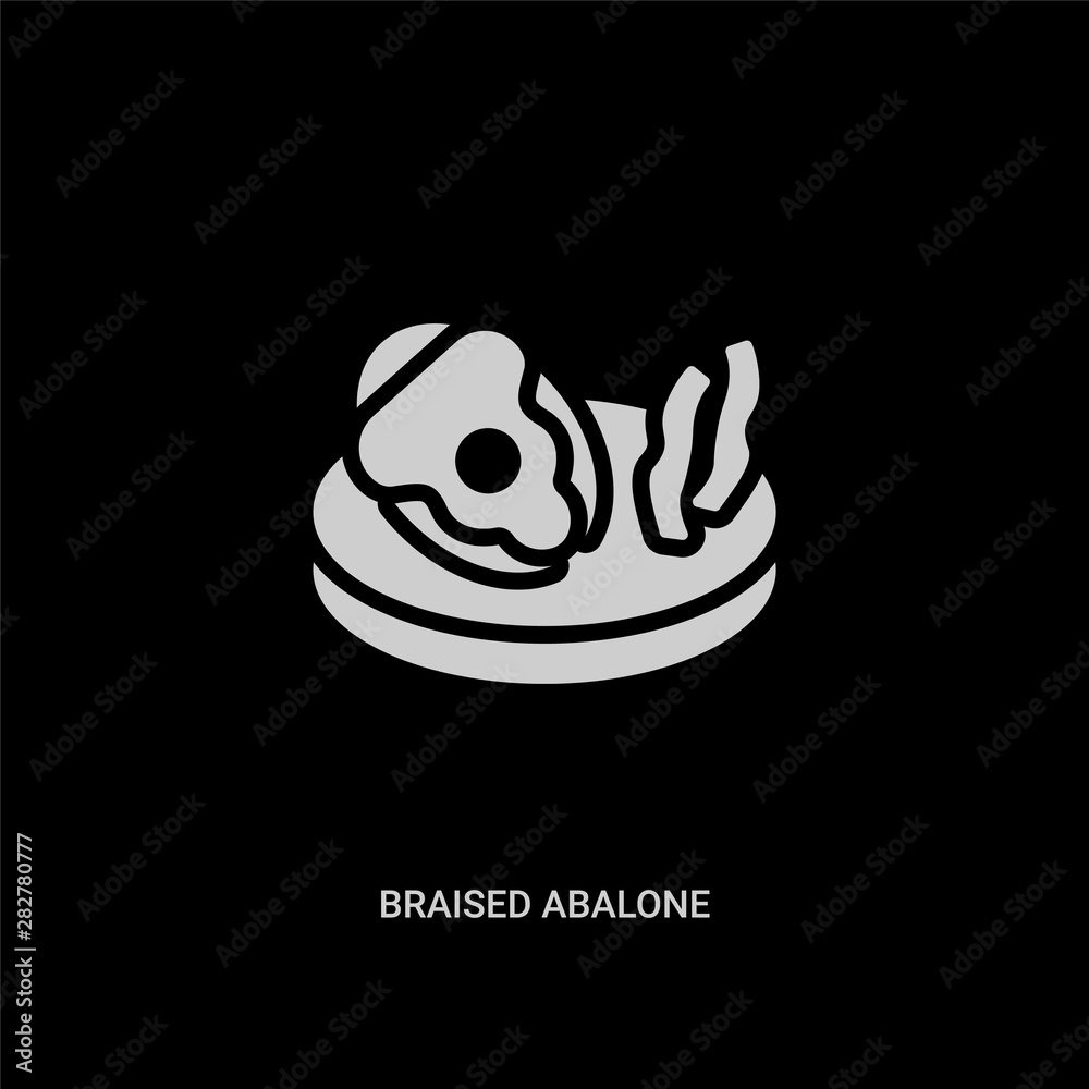 white braised abalone vector icon on black background. modern flat ...