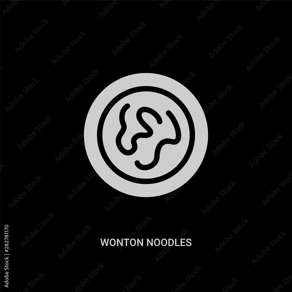 white wonton noodles vector icon on black background. modern flat wonton noodles from food ...
