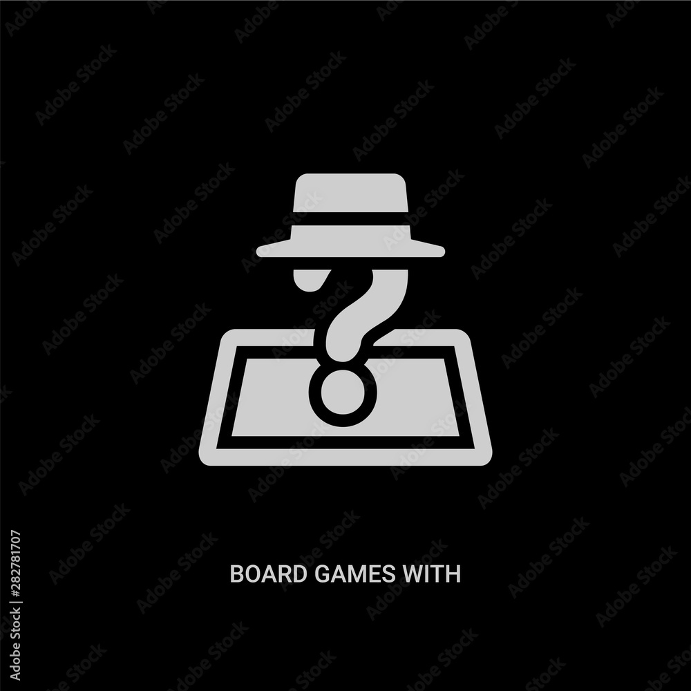 white board games with roles vector icon on black background. modern ...