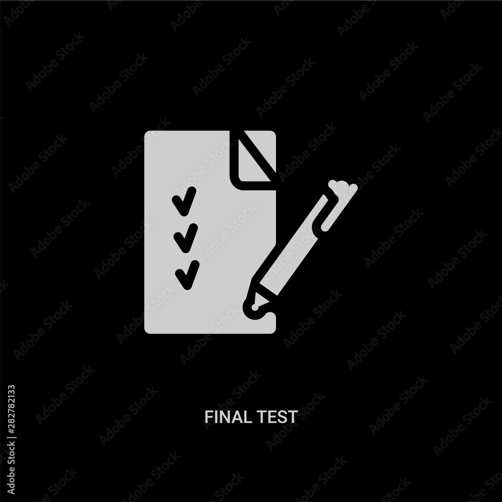 white final test vector icon on black background. modern flat final ...