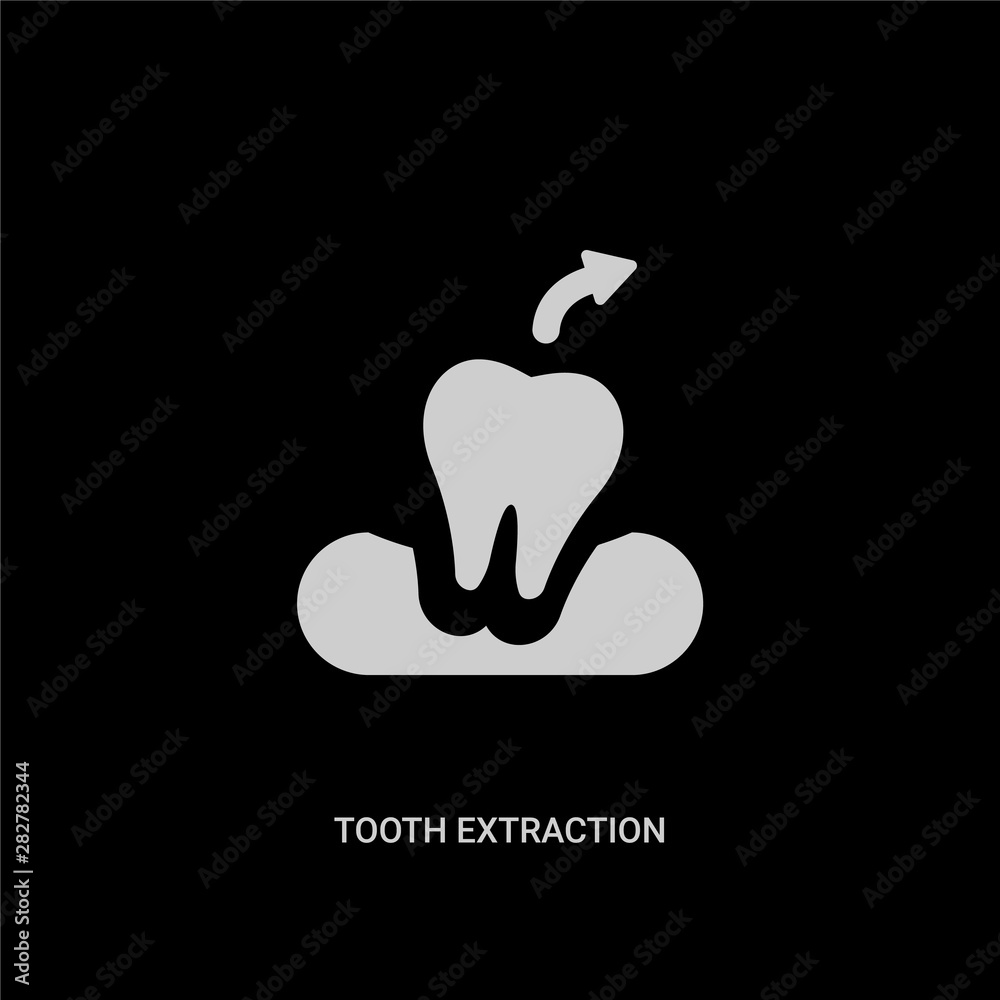 white tooth extraction vector icon on black background. modern flat ...