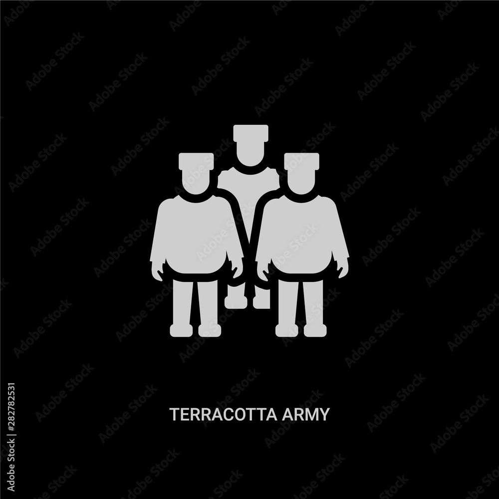 white terracotta army vector icon on black background. modern flat ...