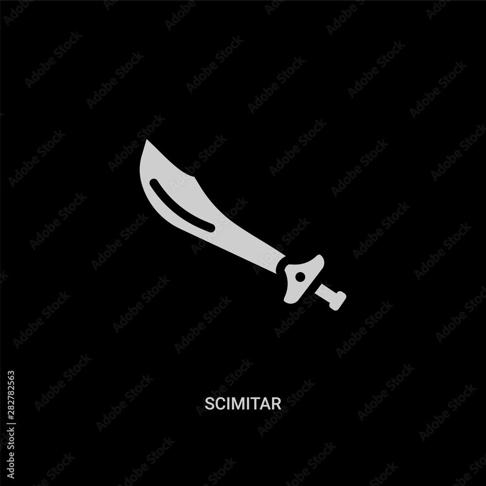 white scimitar vector icon on black background. modern flat scimitar ...