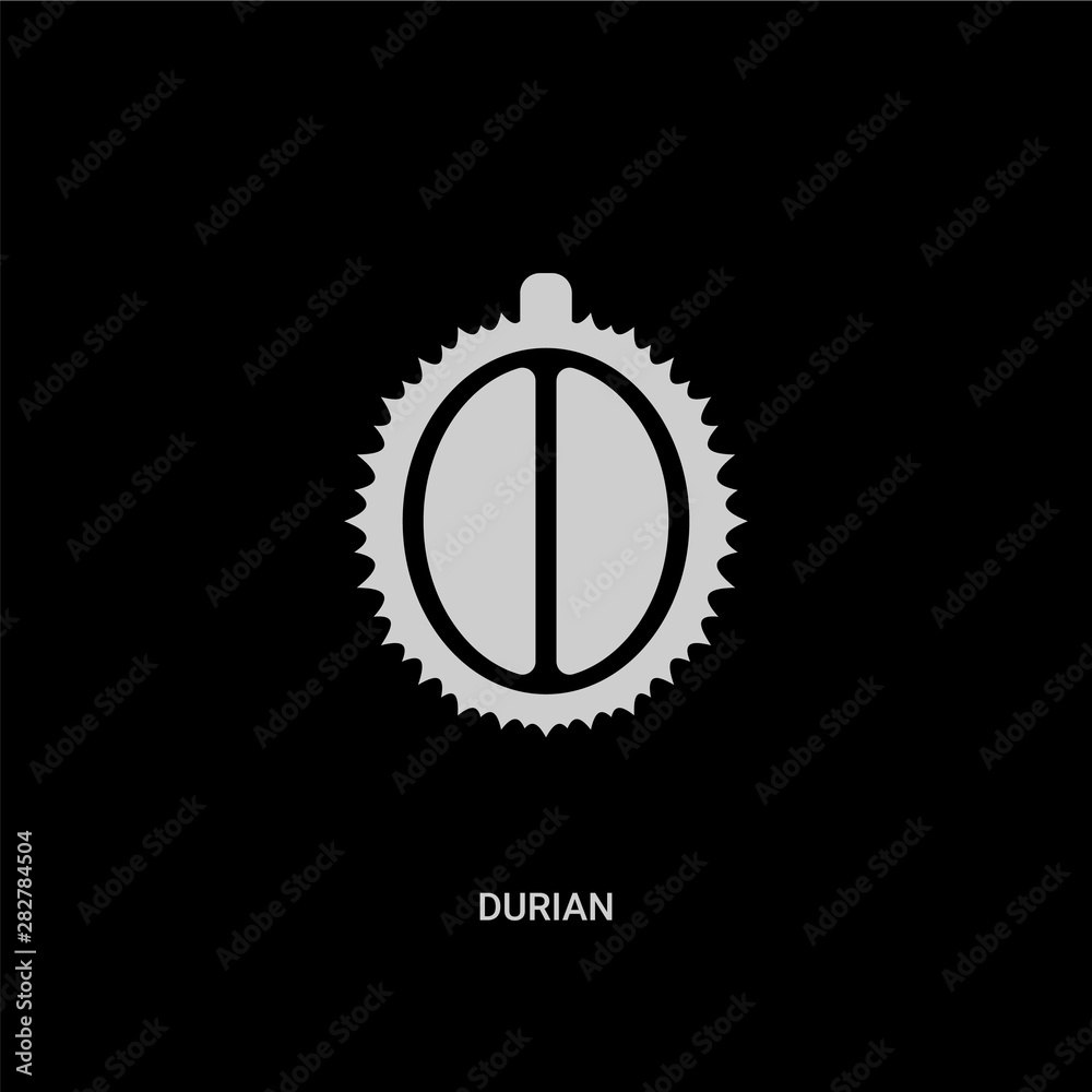 white durian vector icon on black background. modern flat durian from ...
