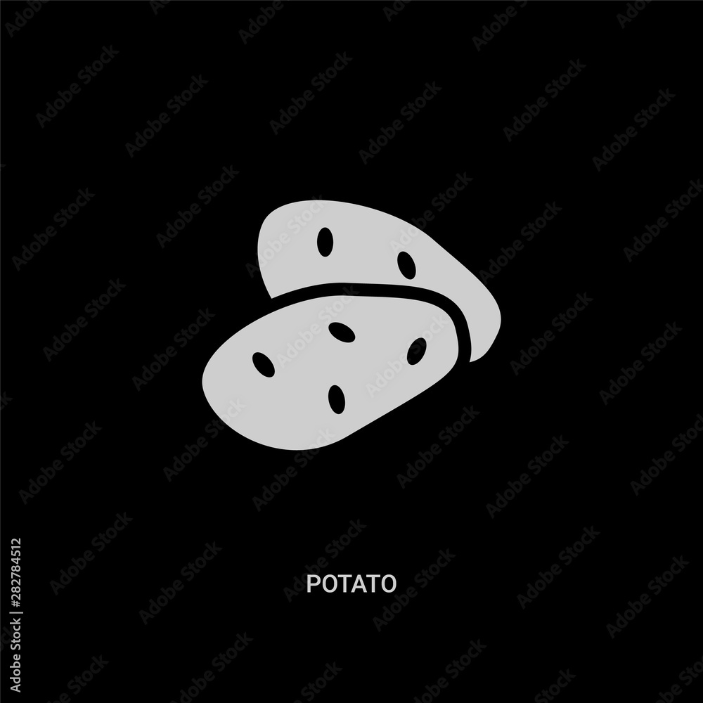 Vecteur Stock white potato vector icon on black background. modern flat ...