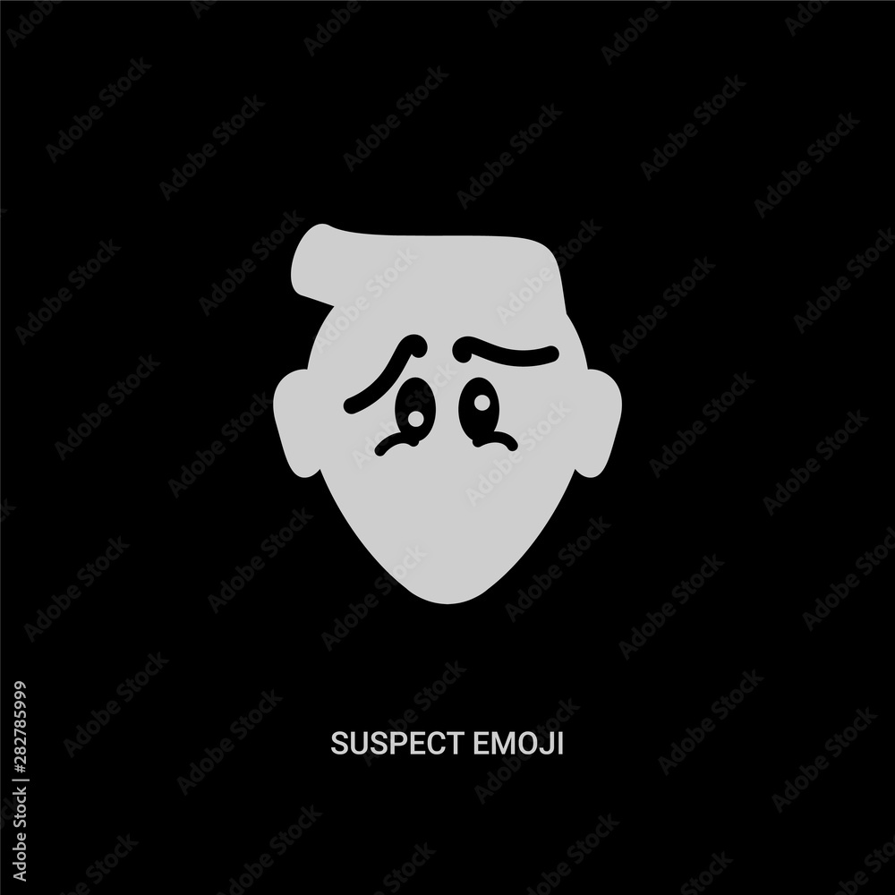 white suspect emoji vector icon on black background. modern flat ...