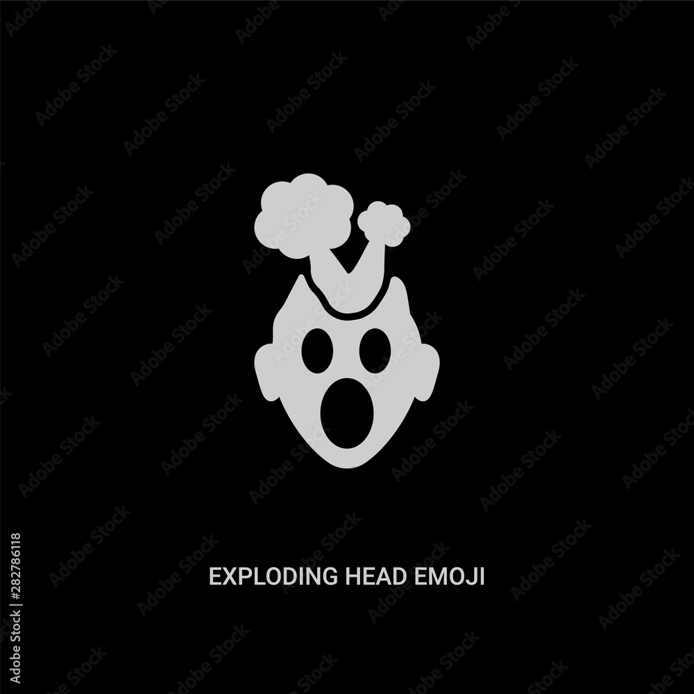 white exploding head emoji vector icon on black background. modern flat ...