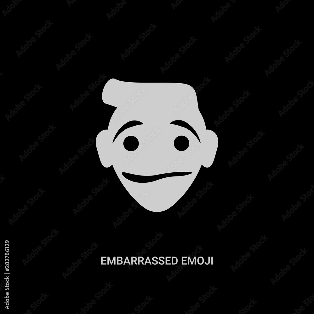 white embarrassed emoji vector icon on black background. modern flat ...