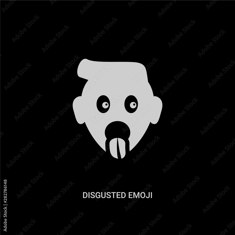 white disgusted emoji vector icon on black background. modern flat ...