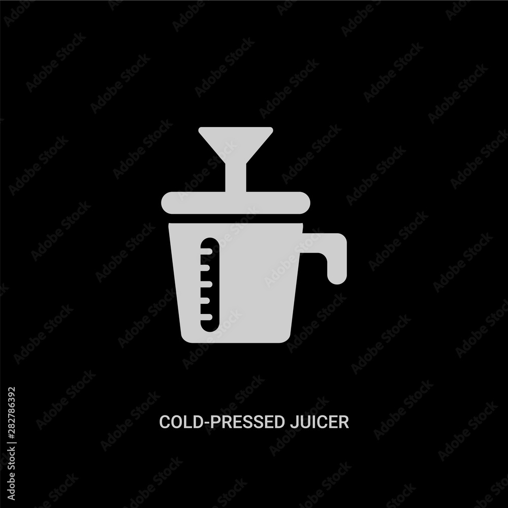 white cold-pressed juicer vector icon on black background. modern flat ...