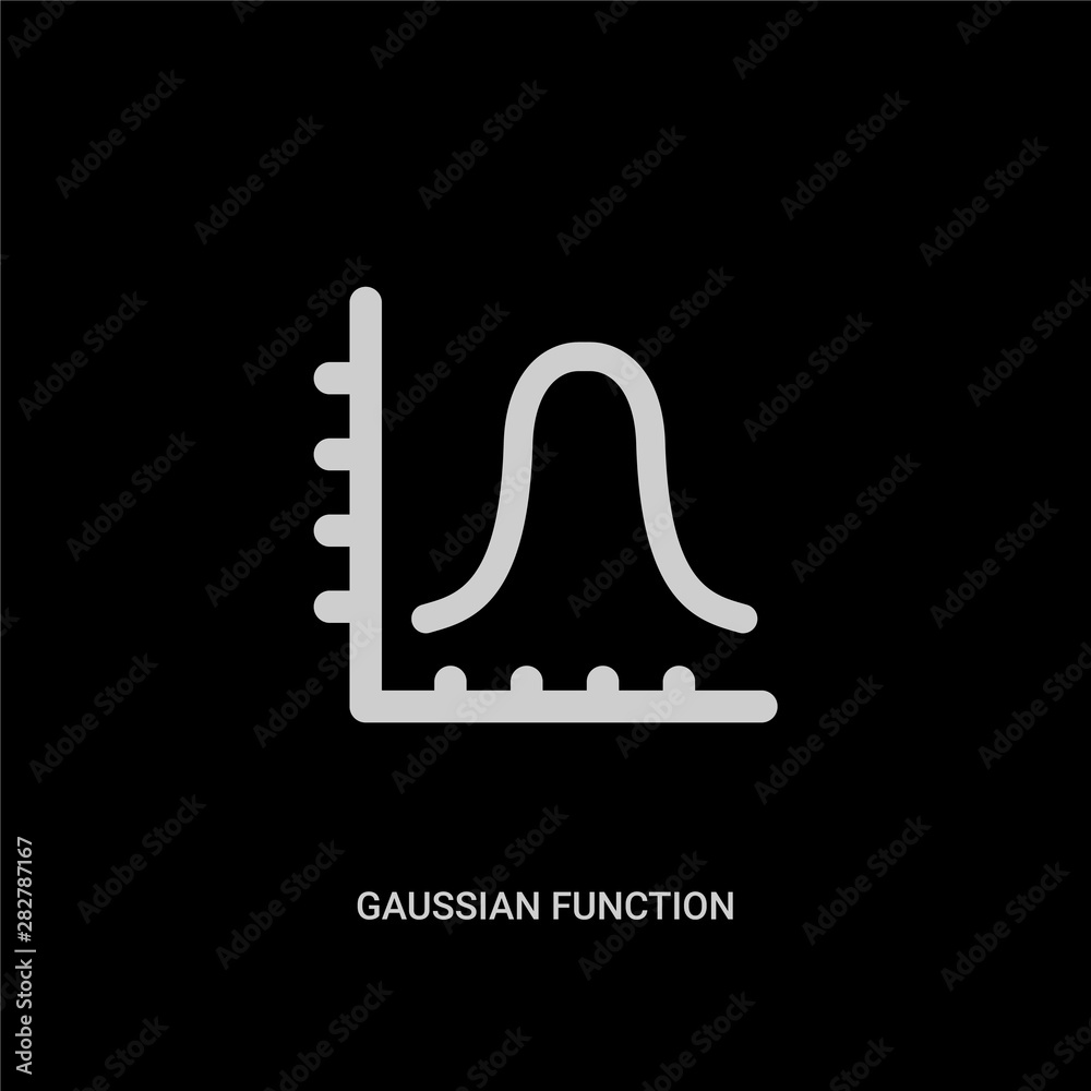 white gaussian function vector icon on black background. modern flat gaussian function from ...