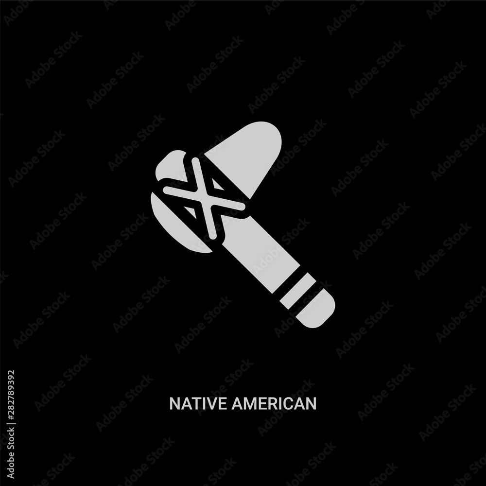 white native american tomahawk vector icon on black background. modern ...