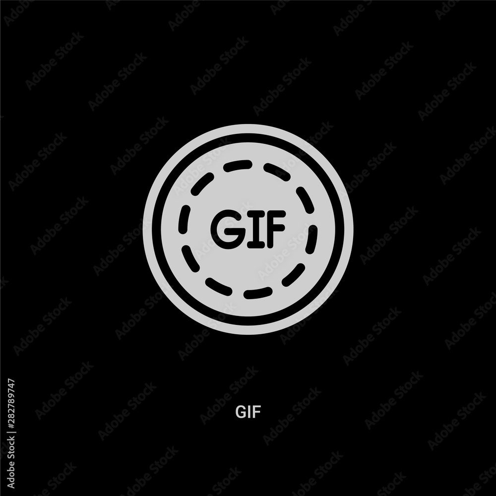 white gif vector icon on black background. modern flat gif from ...