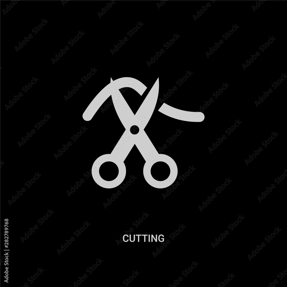 white cutting vector icon on black background. modern flat cutting from ... white cutting vector icon on black background. modern flat cutting from ...
