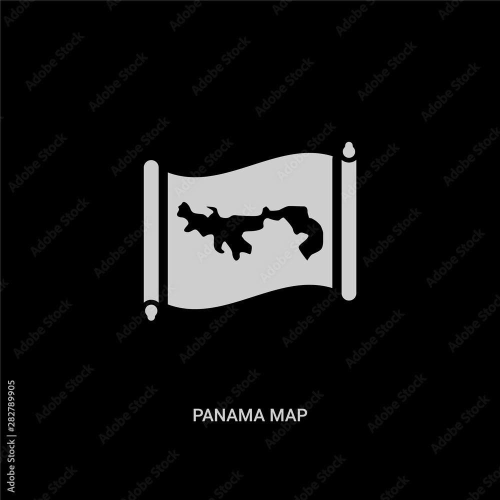white panama map vector icon on black background. modern flat panama ...