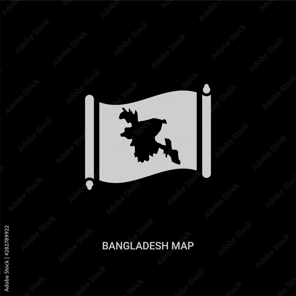 white bangladesh map vector icon on black background. modern flat ...