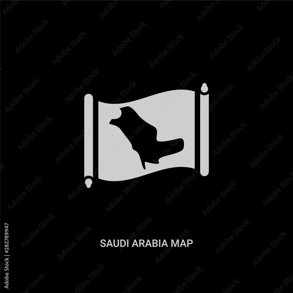 white saudi arabia map vector icon on black background. modern flat ...