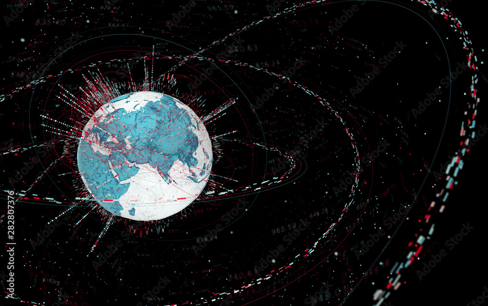 3d data globe - abstract illustration of a scientific technology data ...
