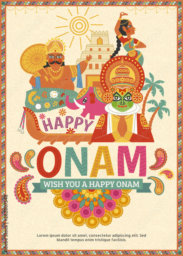 Happy Onam poster design vector de Stock | Adobe Stock