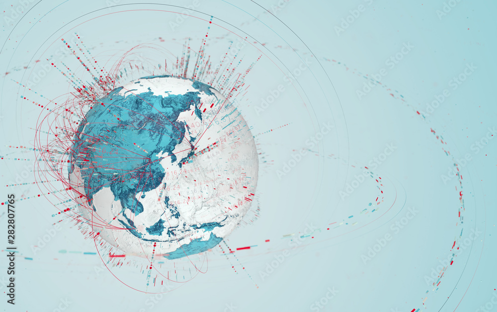 3d data globe - abstract illustration of a scientific technology data ...