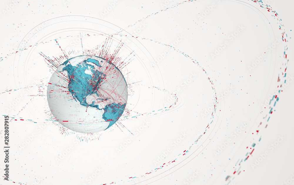 3d data globe - abstract illustration of a scientific technology data ...