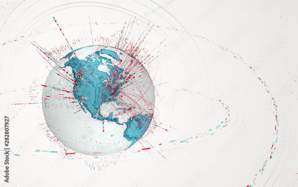 3d data globe - abstract illustration of a scientific technology data ...