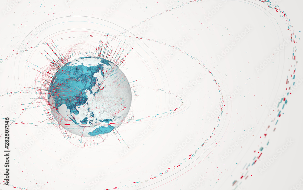 3d data globe - abstract illustration of a scientific technology data ...