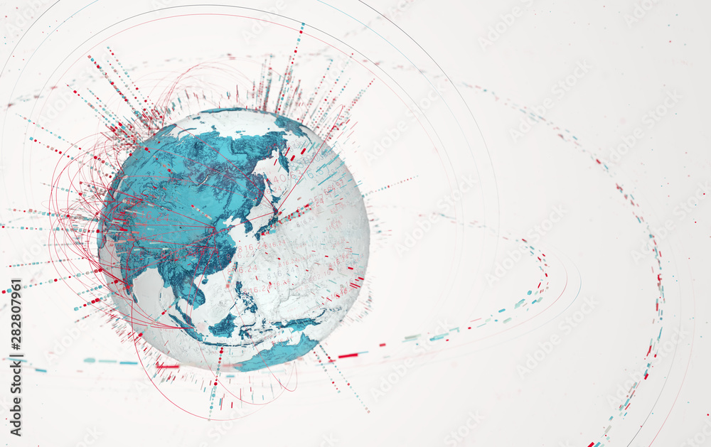 3d data globe - abstract illustration of a scientific technology data ...