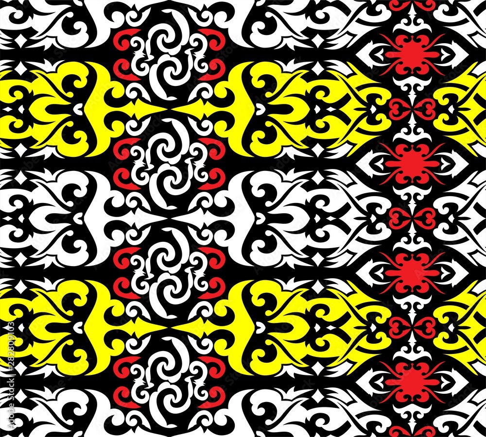 traditional Indonesian fabric motif. Seamless patern of dayak culture ...