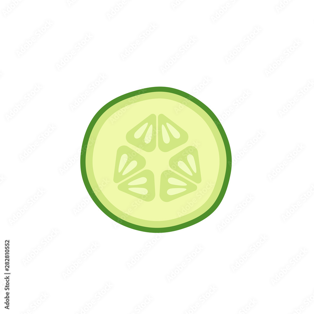 Cucumber slice on white background Stock Vector | Adobe Stock