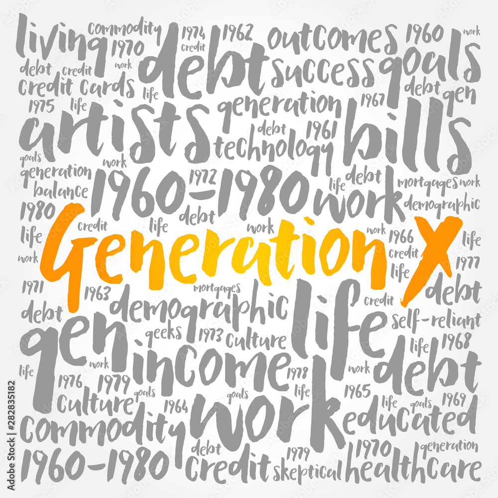 Generation X word cloud collage, concept background Stock Vector ...