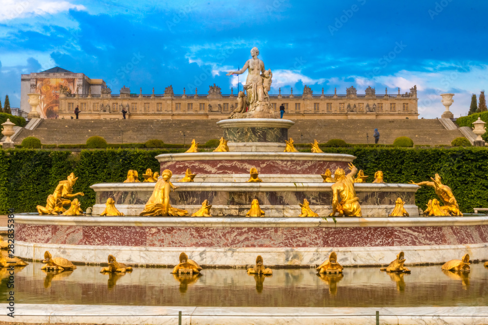 Great close-up view of the Latona Fountain (Bassin de Latone) in the ...