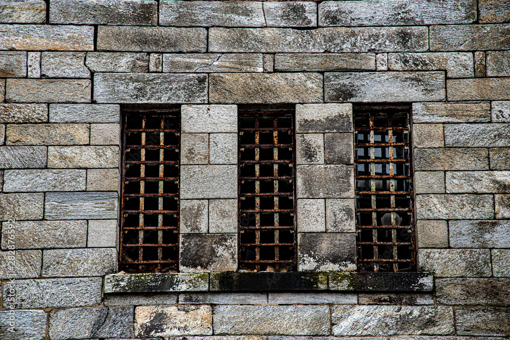 Windows with bars in a penitentiary Stock Photo | Adobe Stock