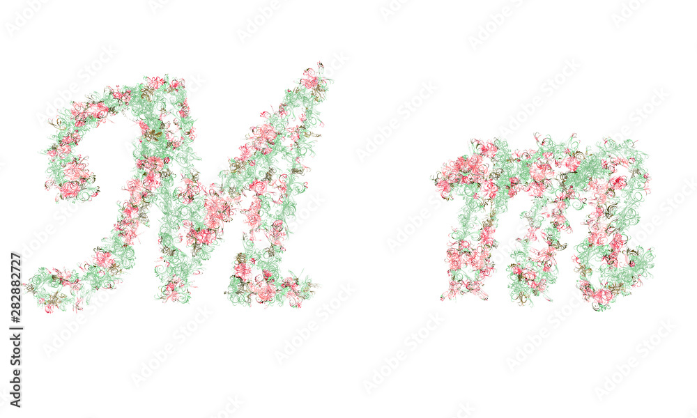 Flower alphabet. Colorful font. Uppercase, lowercase and numbers. Stock ...