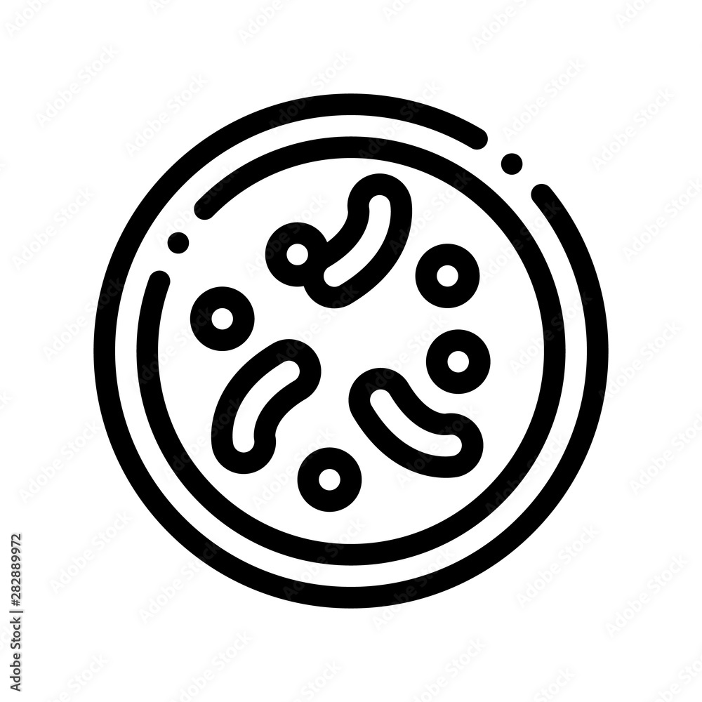 Illness Disease Bacteria Vector Thin Line Icon. Unhealthy Bacteria Parasite In Flask Linear ...