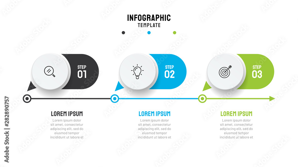 Timeline infographics template. Business concept with 3 steps, options ...