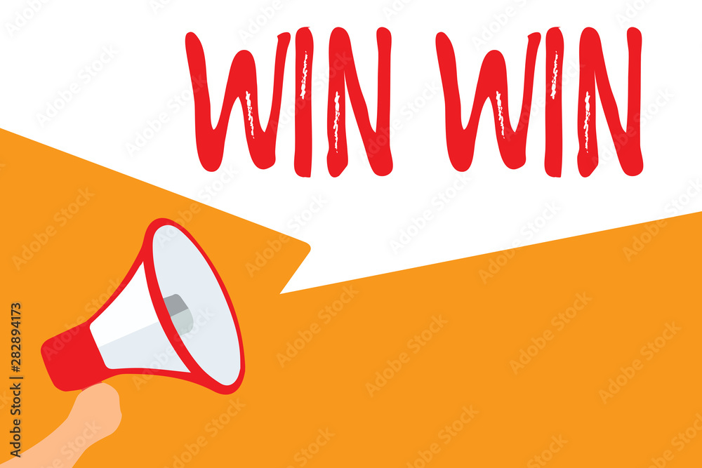 Text sign showing Win Win. Conceptual photo Strategy for both parts ... Text sign showing Win Win. Conceptual photo Strategy for both parts ...