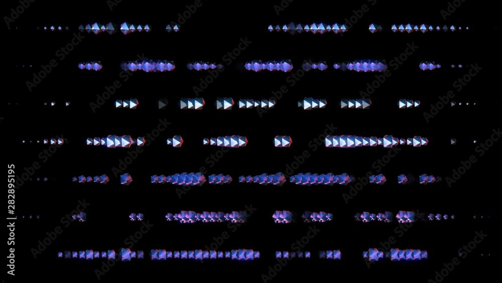 many shiny crystals random rotating fading in color space animation ...
