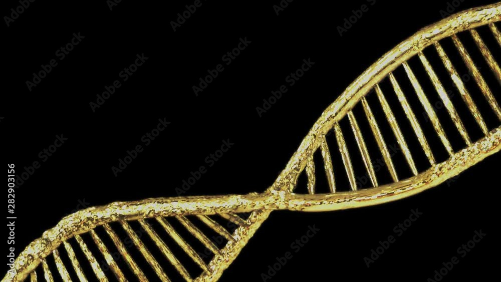 Gold textured 3d dna cell structure on black background. Stock Video ...