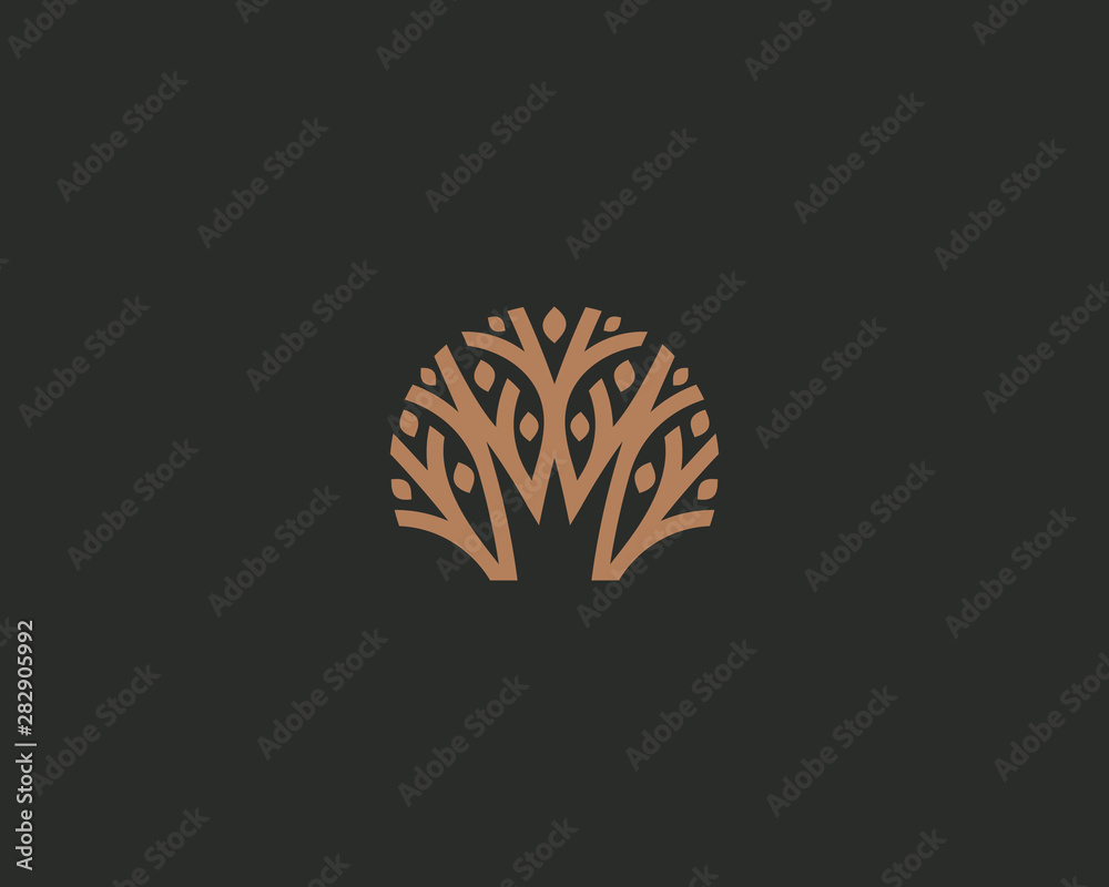 Vetor de Abstract royal tree vector logo icon. Park nature crown ...