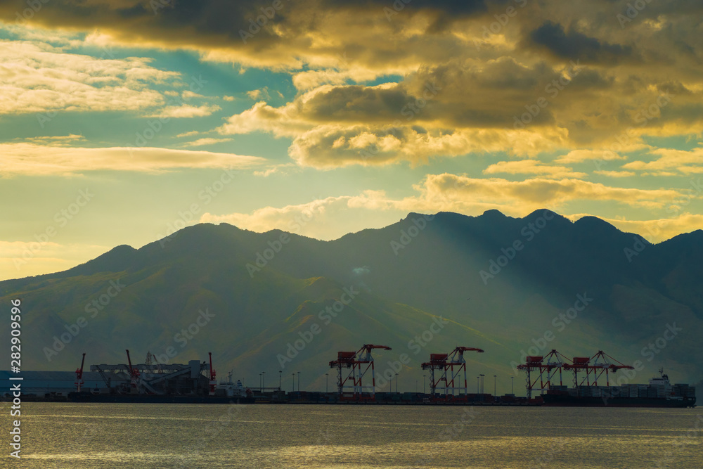 Ship docks, Subic bay Philippines at Sunset Stock Photo | Adobe Stock