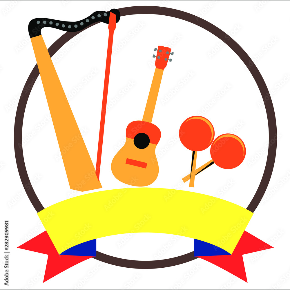 Harp, Cuatro and Maracas Venezuelan and colombian musical instruments ...