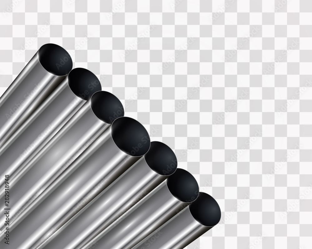 Metal pipes on a transparent background. Pipe for the pipeline. Stock ...