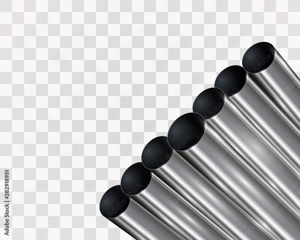 Metal pipes on a transparent background. Pipe for the pipeline. Stock ...