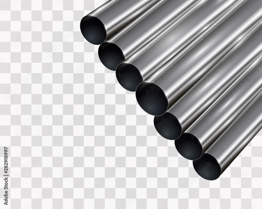 Metal pipes on a transparent background. Pipe for the pipeline. Stock ...