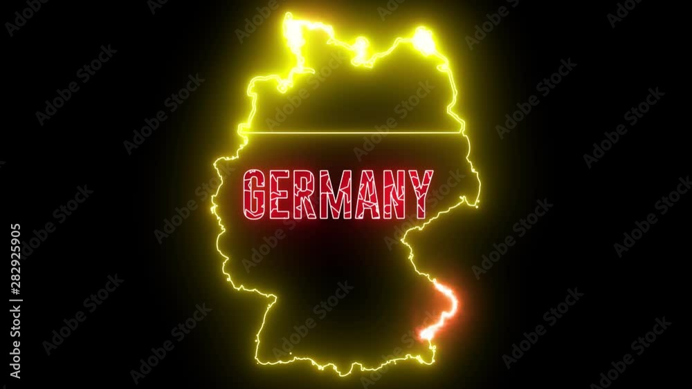Germany map with neon light. Creative design of German country with ...