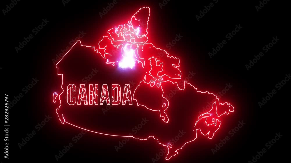 Canada map with neon light. Creative glow animation, Canada outline ...