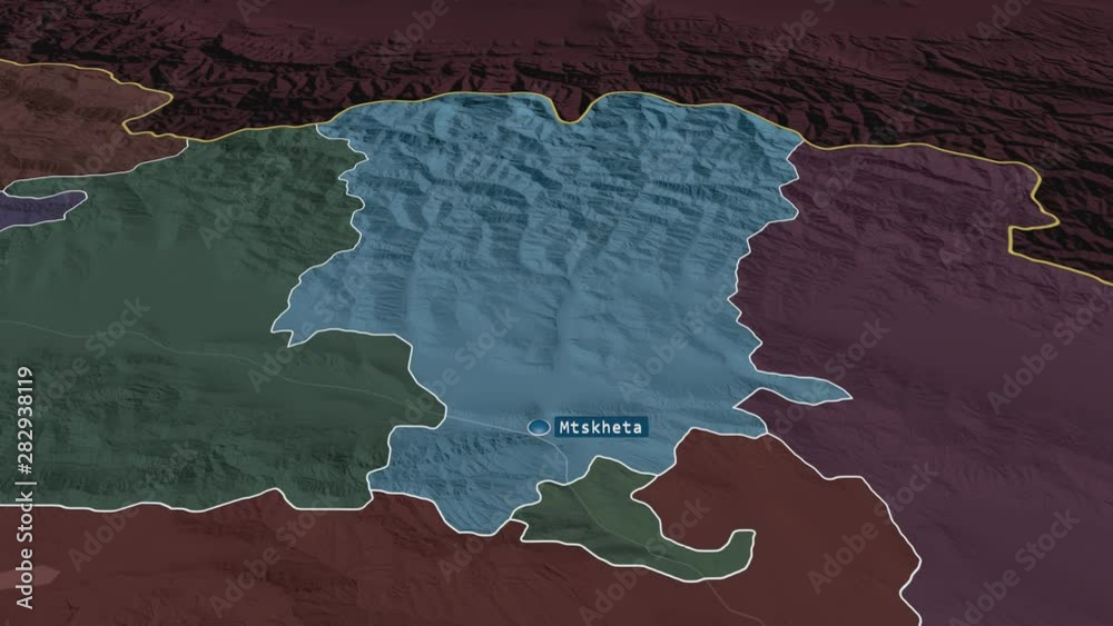 Mtskheta-Mtianeti - region of Georgia with its capital zoomed on the ...