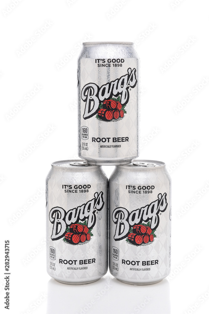 IRVINE, CALIFORNIA - JULY 10, 2017: Three Barqs Root Beer cans with ...