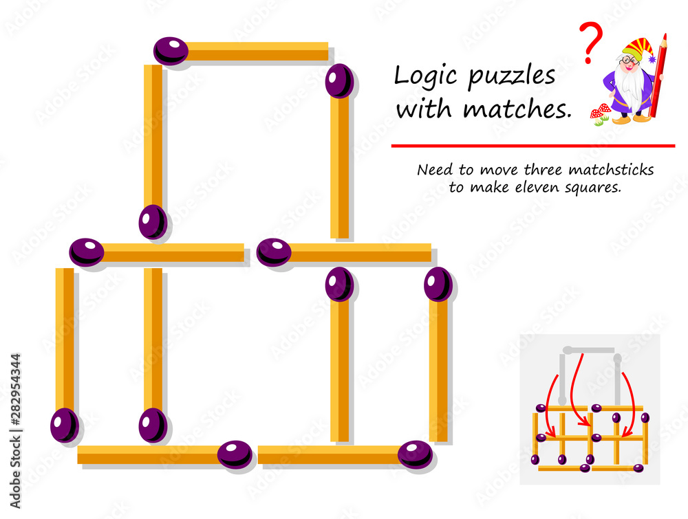 Logical puzzle game with matches. Need to move three matchsticks to ...